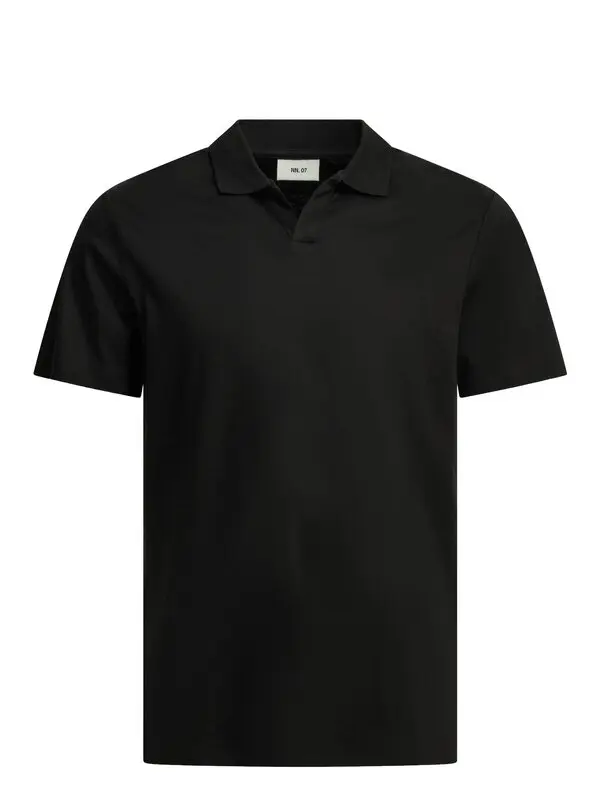 NN.07 Paul" Buttonless Polo Shirt In Organic Cotton - Black