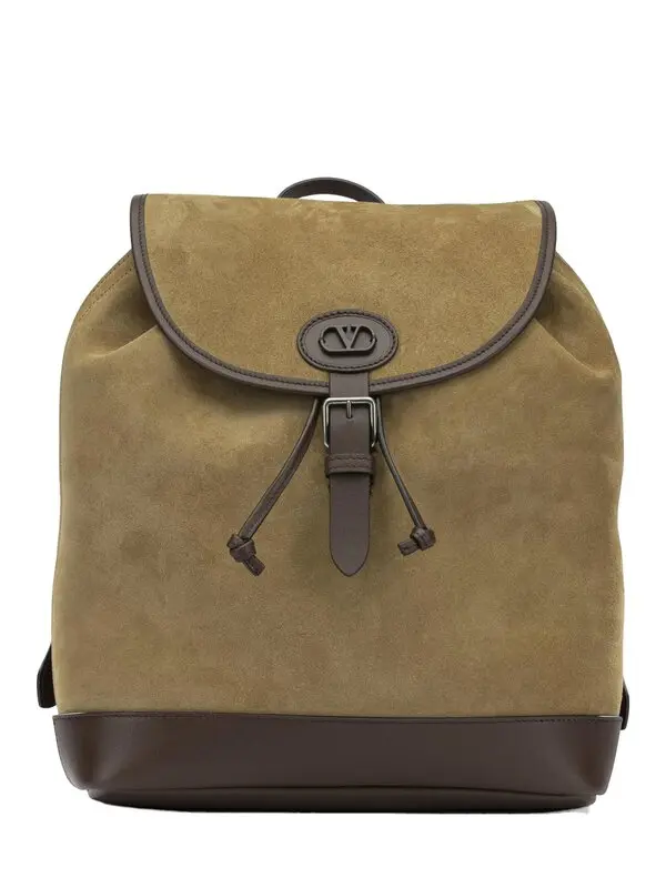 Valentino Garavani Antibes Suede And Leather Backpack - Beige