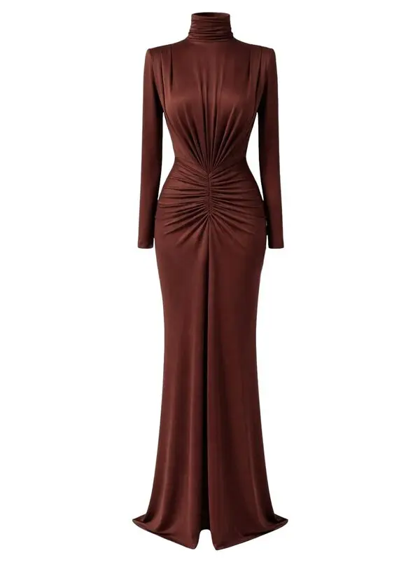 OSCARMORRIS Aura Burgundy Dress - Brown