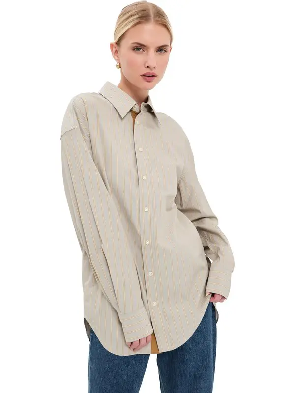 KALLMEYER Dani Pinstripe Button-down Shirt - Mist