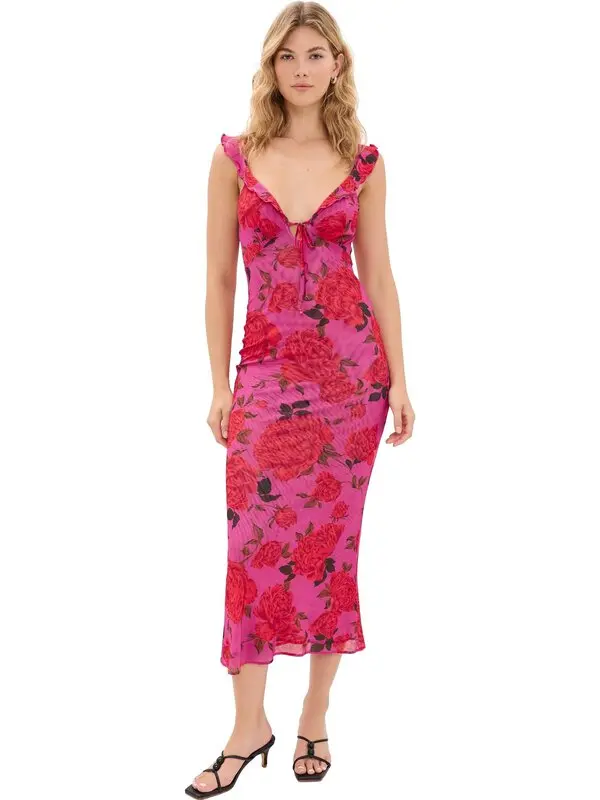 RESA Goldie Floral Print Maxi Dress With Ruffled Trim - Rosebud