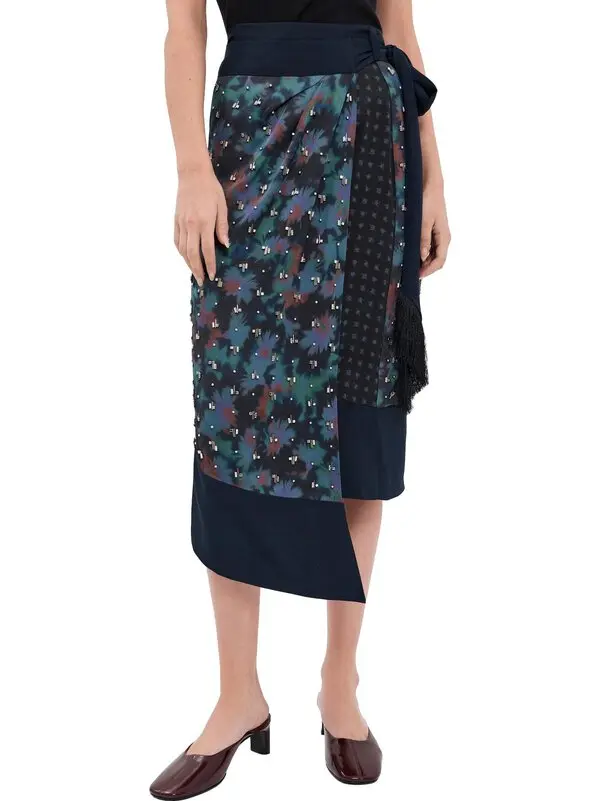 3.1 Phillip Lim Desert Flower Draped Wrap Skirt - Midnight Multi