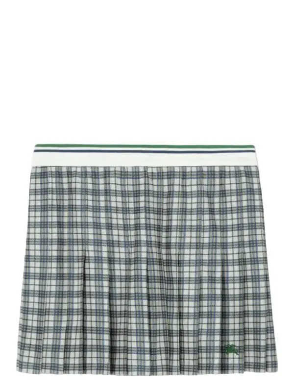 Burberry Pleated Check Jersey Mini Skirt - Peacock Blue