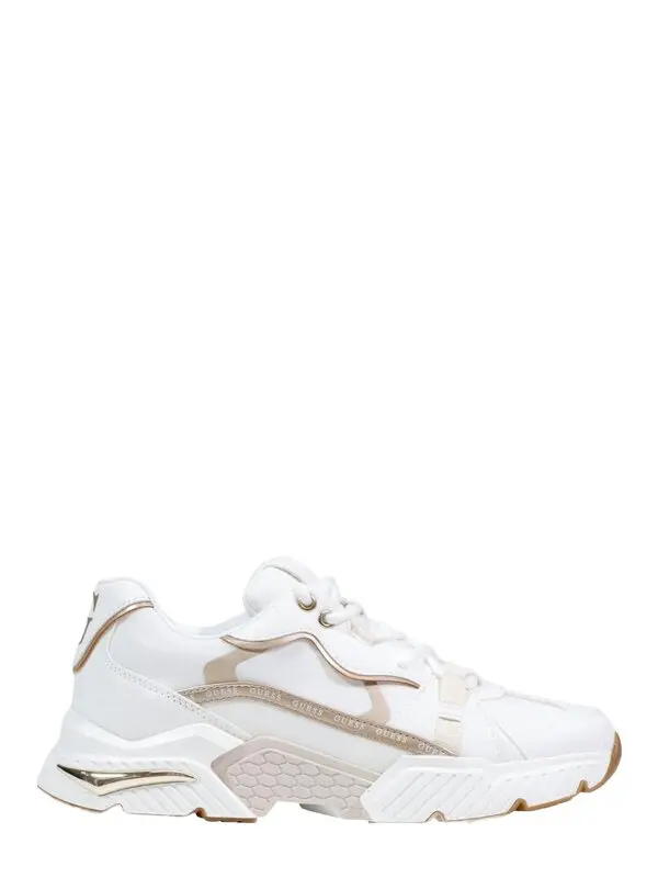 Guess Ciesta Faux Leather Lace-up Sneakers - Golden