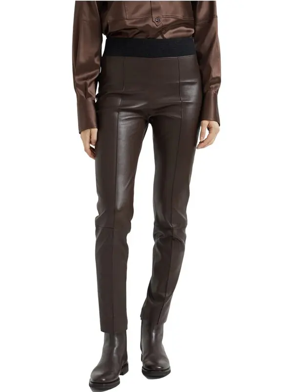 Brunello Cucinelli Stretch Leather Leggings - Rust-brown