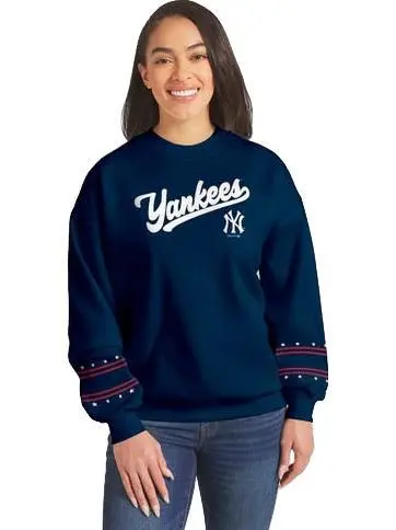 WEAR BY ERIN ANDREWS New York Yankees Americana Heavyweight Fleece Sweatshirt - Navy