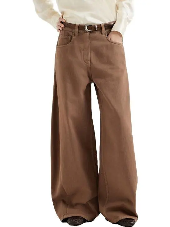 Brunello Cucinelli Dyed Wide Leg Trousers With Monili - Dattero