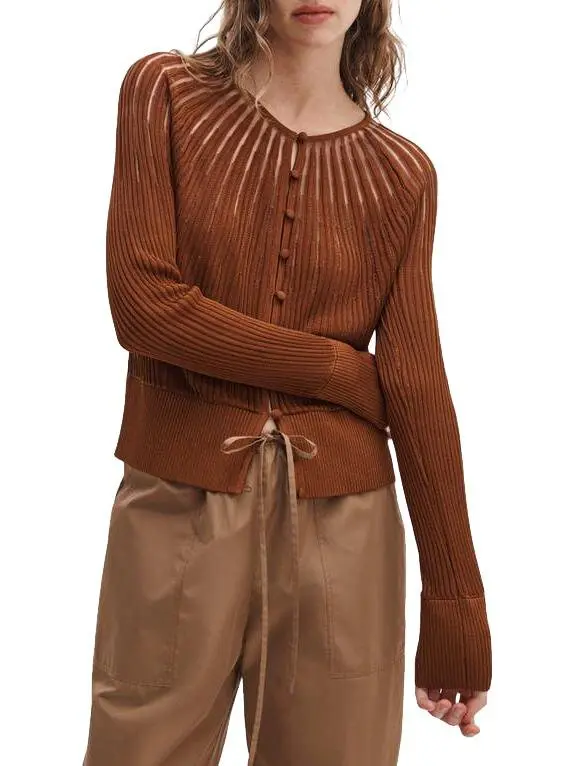 Rag & Bone Aubrey Open Knit Cardigan - Rust