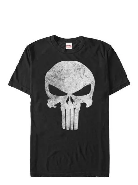 MARVEL Punisher Distressed Skull Logo Graphic T-shirt - Black