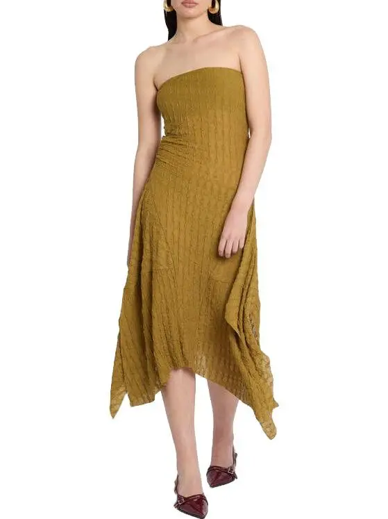 MUSE ASSEMBLY Hanky Hem Midi Bandeau Dress - Chartreuse