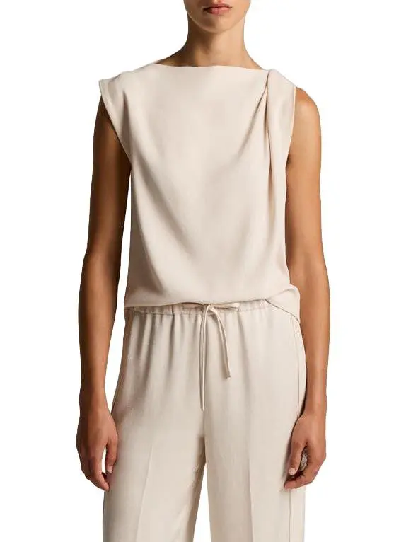 Vince Draped Shoulder Sleeveless Blouse - Blush Cloud