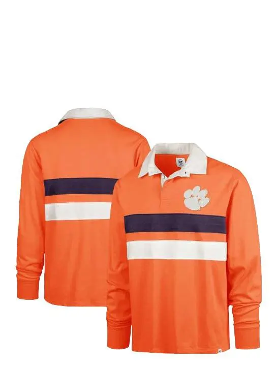 '47 Clemson Tigers Clubhouse Knox Thames Rugby Long Sleeve Polo - Orange