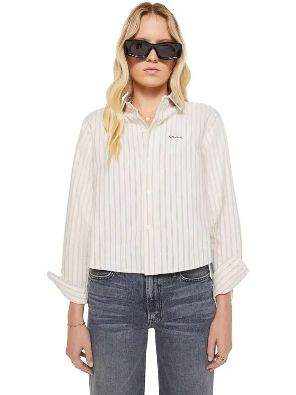 MOTHER The Cropped Bestie Shirt - Black