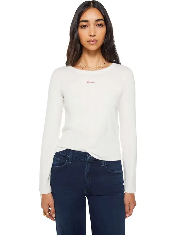 MOTHER The L/s Itty Bitty Ringer Whisper Shirt - White