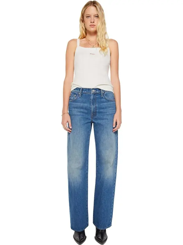 MOTHER The Dodger Flood Jeans In Green Thumb - Blue