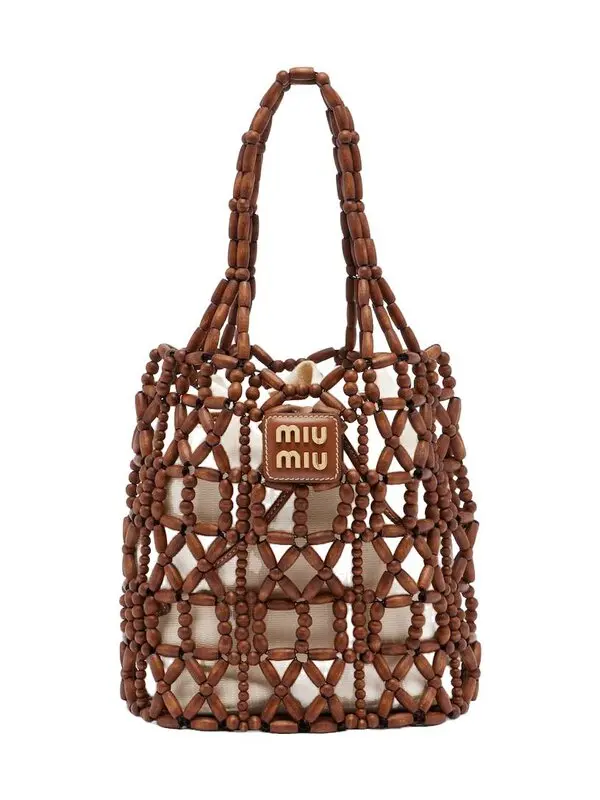 Miu Miu Beaded Bucket Bag - Brown