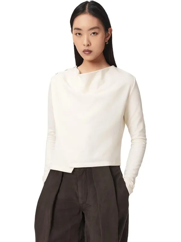 ALLSAINTS Skyler Long Sleeve Asymmetric Top - White
