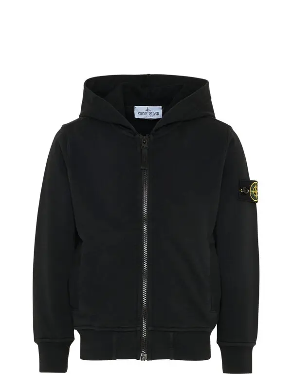 Stone Island Full Zip Hooded Sweatshirt - Black