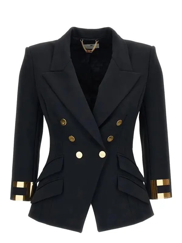 Elisabetta Franchi Double Breasted Blazer - Black