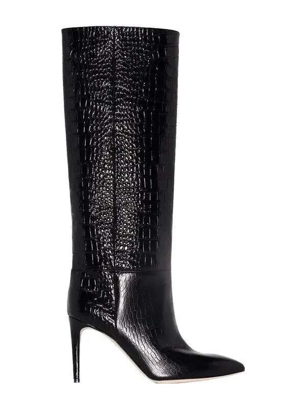 Paris Texas Stiletto Leather Boots - Black