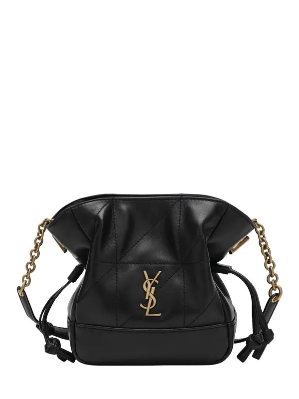 Saint Laurent Jamie Mini Shoulder Pouch In Lambskin Leather - Black