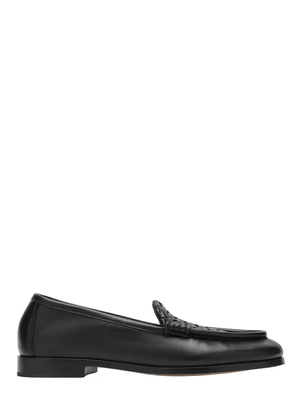 Bottega Veneta Silenzio Intrecciato Loafers - Black