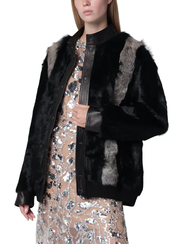 Valentino Garavani Shearling And Leather Jacket - Black