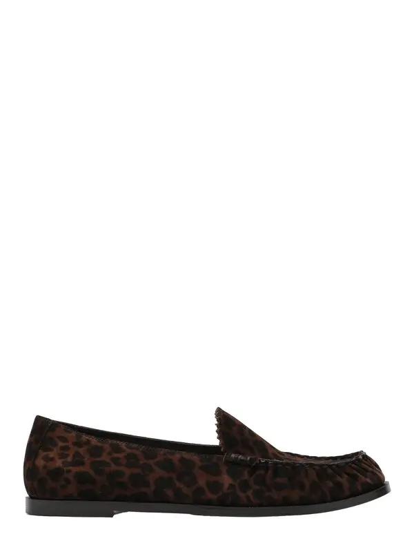 AQUAZZURA Leopard-print Suede Loafers - Brown