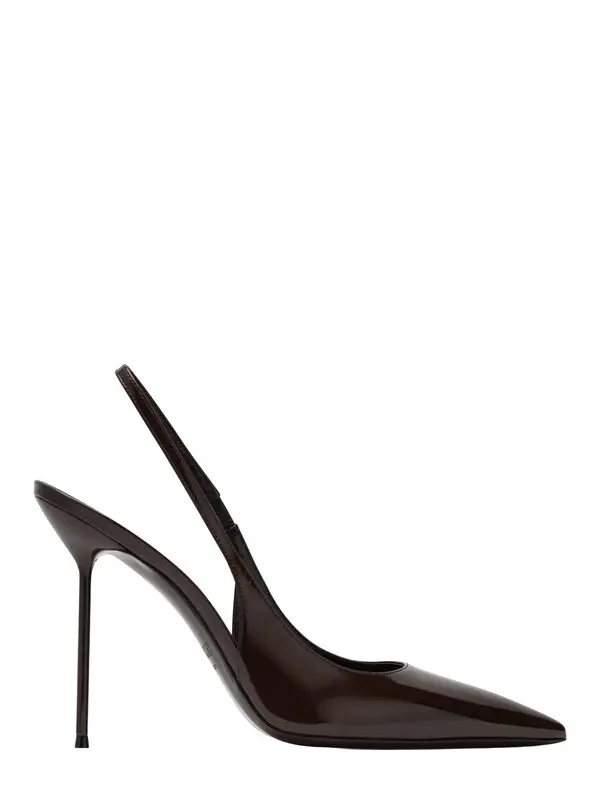 Paris Texas Lidia Slingback Pumps In Ebony Patent Leather - Brown