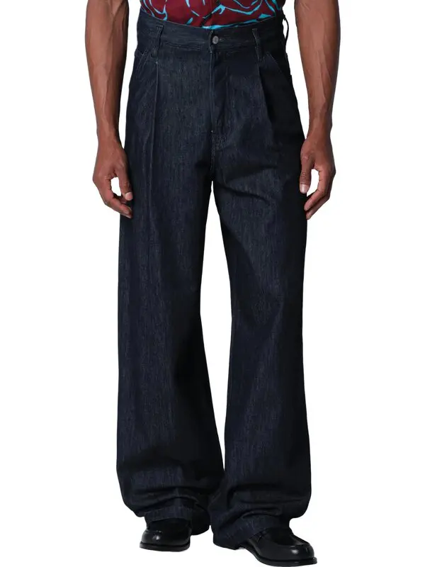 Dries Van Noten Indigo Denim Wide-leg Pleated Jeans - Blue