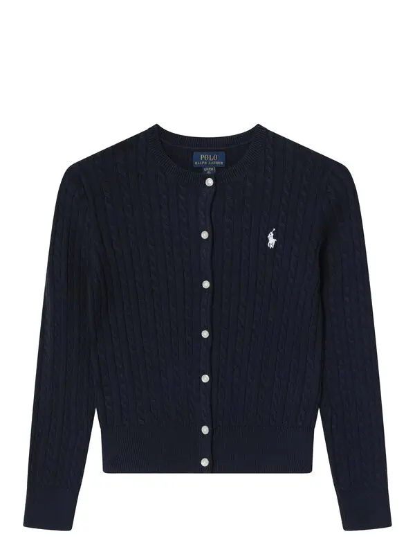 Polo Ralph Lauren Navy Fine Cable-knit Cotton Cardigan - Blue