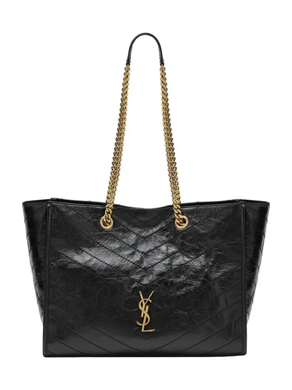 Saint Laurent Niki East/west Shopping Bag In Vintage Calfskin - Black