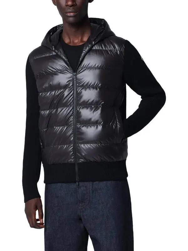 Moncler Padded Wool Zip-up Hoodie - Black