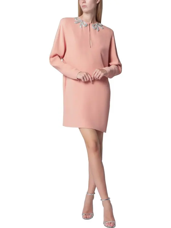 Valentino Garavani Silk Short Dress With Embroidered Bows - Pink