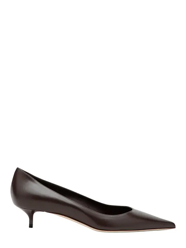 JIMMY CHOO Amelia 35 Pointed Toe Kitten Heel Pumps In Calf Leather - Beige