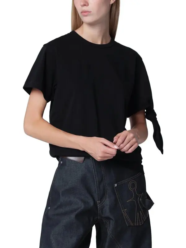 JW Anderson Knotted Sleeve Cotton T-shirt - Black