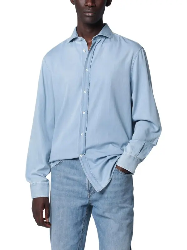 Brunello Cucinelli Easy Fit Shirt In Denim - Light Blue