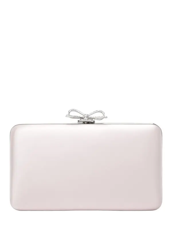 SELF-PORTRAIT Satin Clutch With Crystal Embellished Bow - Pink
