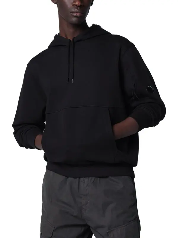 C.P. COMPANY Diagonal-relief Cotton Fleece Hoodie - Black