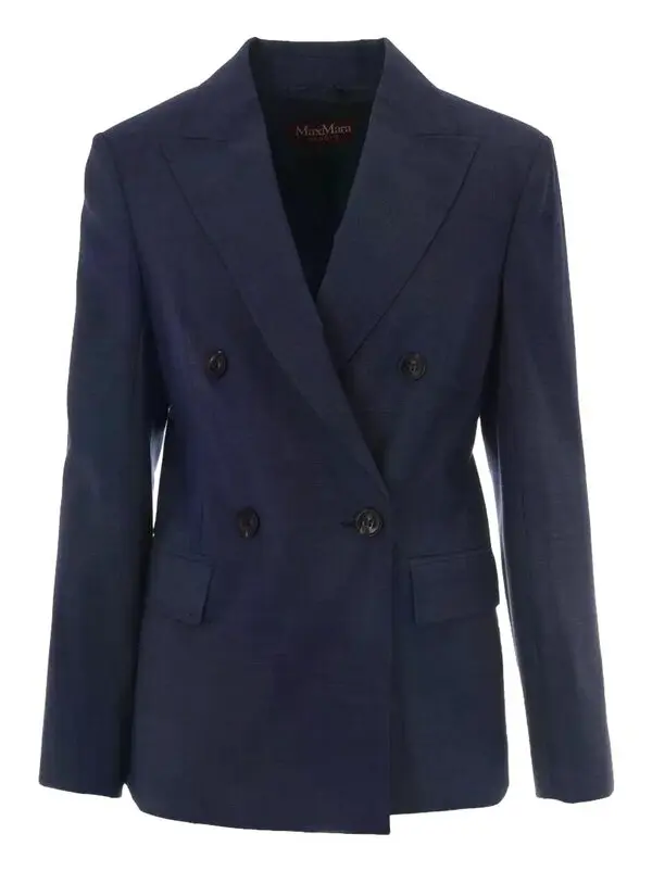 Max Mara Double-breasted Virgin-wool Blazer - Blue