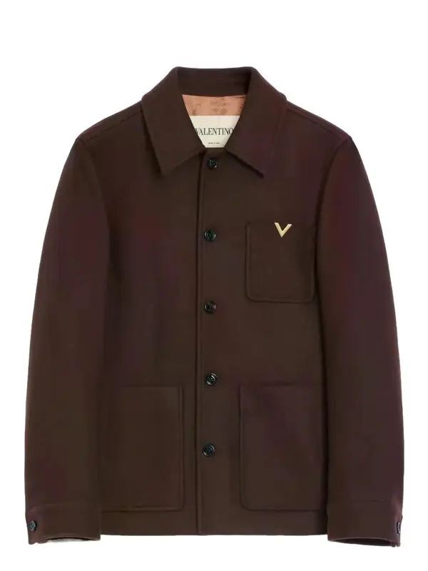 Valentino Garavani Wool Jacket With Vgold - Brown