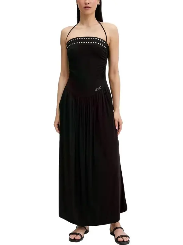 Liu Jo Studded Halterneck Maxi Dress - Black