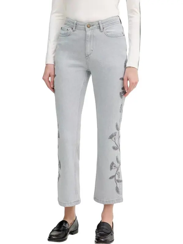 HOSS INTROPIA Bonnie Floral Embroidered Jeans - Grey