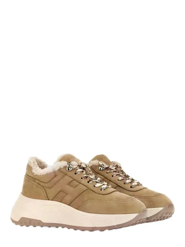 Hogan Hi-fi Shearling Trim Sneakers - Neutrals