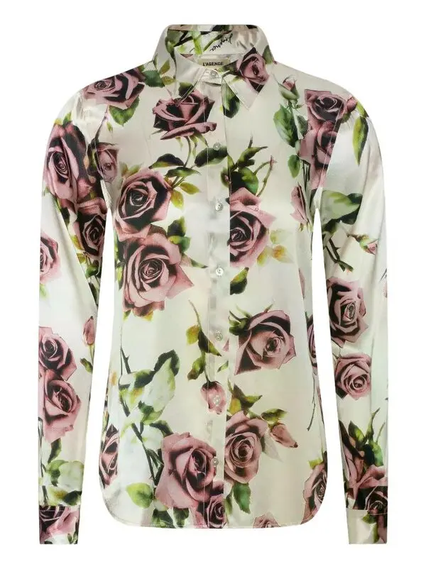 L'Agence Tyler Floral Print Blouse - Neutrals