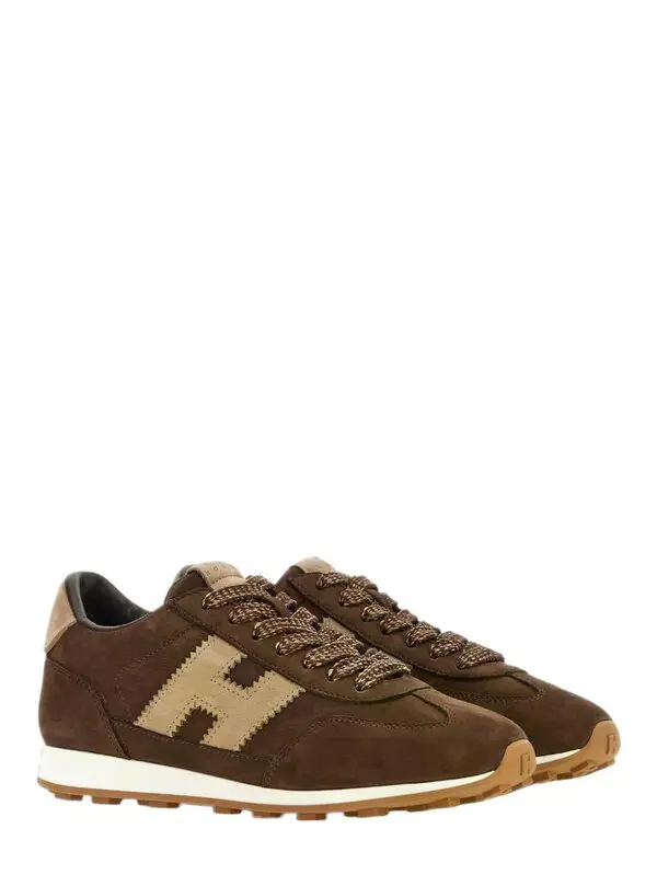 Hogan Athletic Sneakers With H-shaped Spikes And Mini Wedge - Brown
