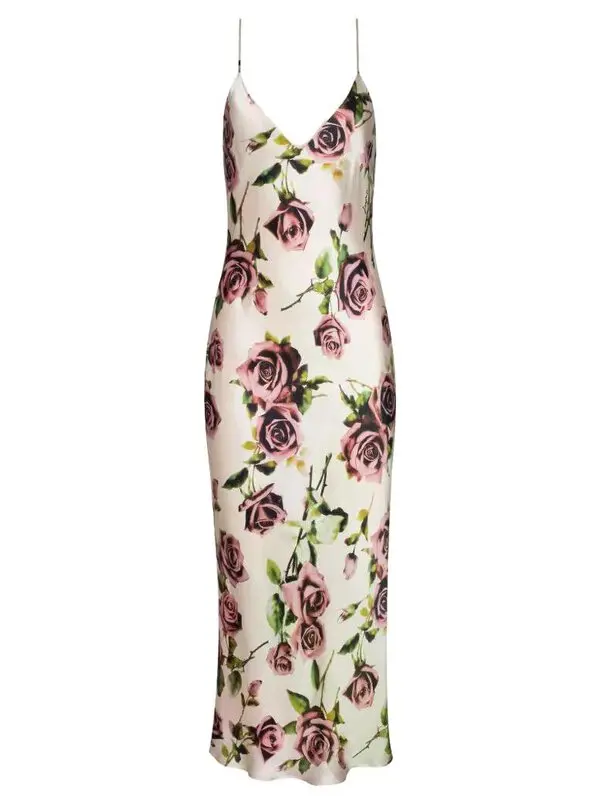 L'Agence Seridie Floral Print Midi Dress - Neutrals