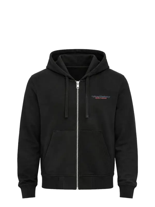 DIESEL® Logo-print Zip-up Hoodie - Black