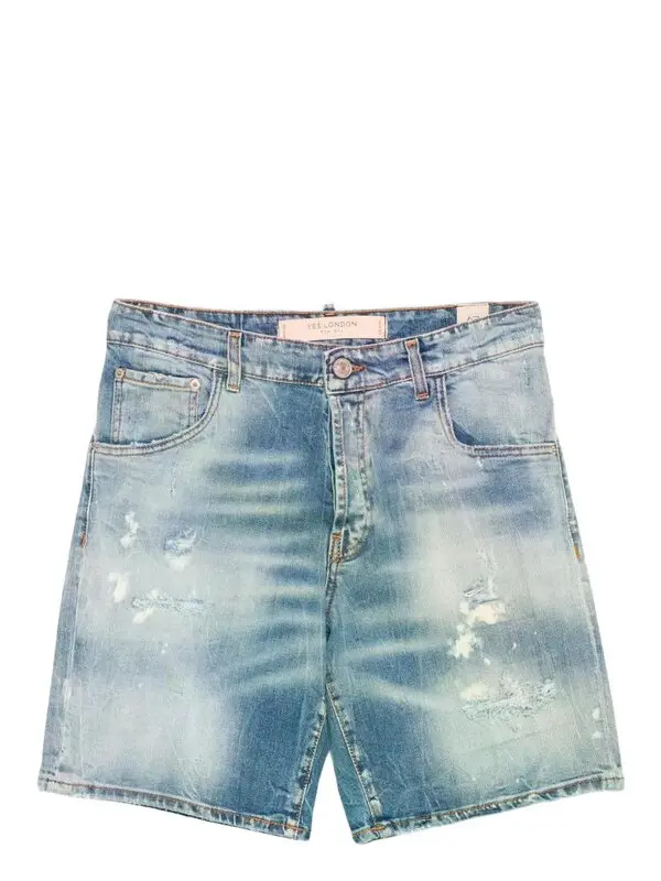 YES LONDON Distressed Faded-effect Shorts - Blue