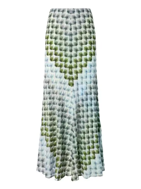 Missoni Zigzag Knit Maxi Skirt - Blue